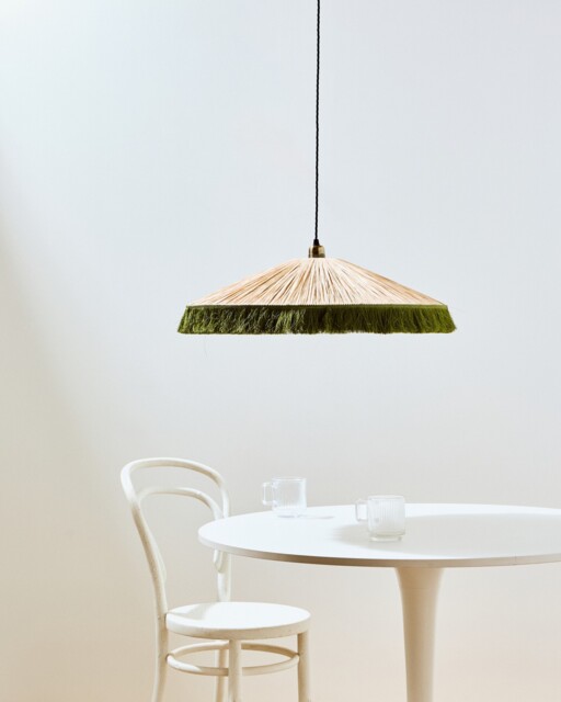 Celine Green Fringed Raffia Ceiling Lamp Shade by Oliver Bonas ...