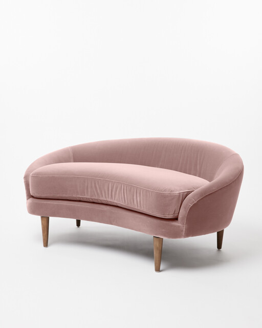 Luna Dusty Pink Velvet Loveseat Sofa by Oliver Bonas | ufurnish.com