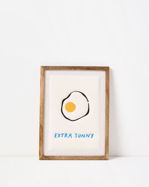 Extra Sunny Cream Embroidered Framed Wall Art by Oliver Bonas ...