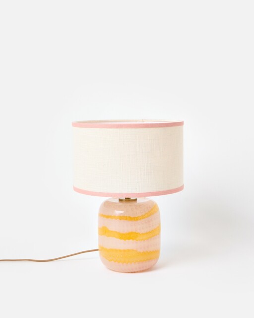 Rosa Pink & Orange Stripe Table Lamp & Shade by Oliver Bonas | uFurnish.com