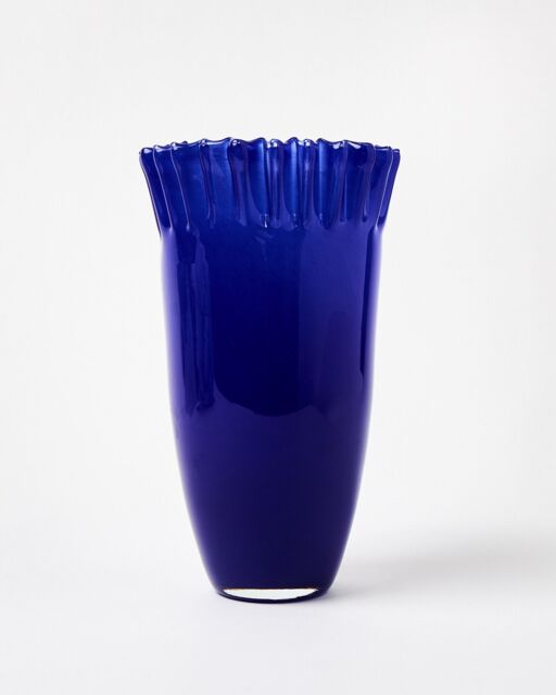 Sibilo Pleated Blue Glass Vase by Oliver Bonas | ufurnish.com