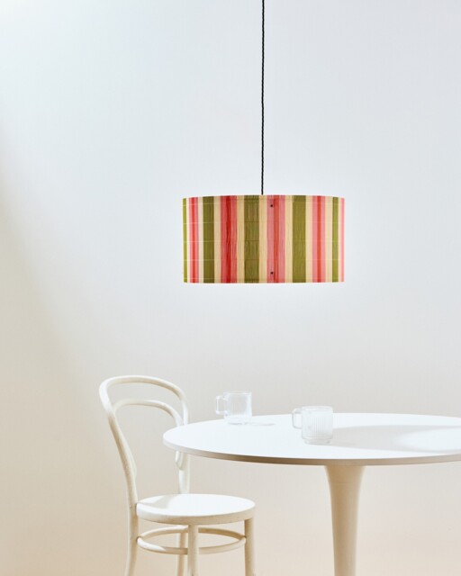 Ena Pink & Green Stripe Bamboo Pendant Lamp Shade by Oliver Bonas ...