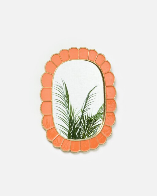 Cilo Orange Scalloped Wall Mirror by Oliver Bonas | ufurnish.com