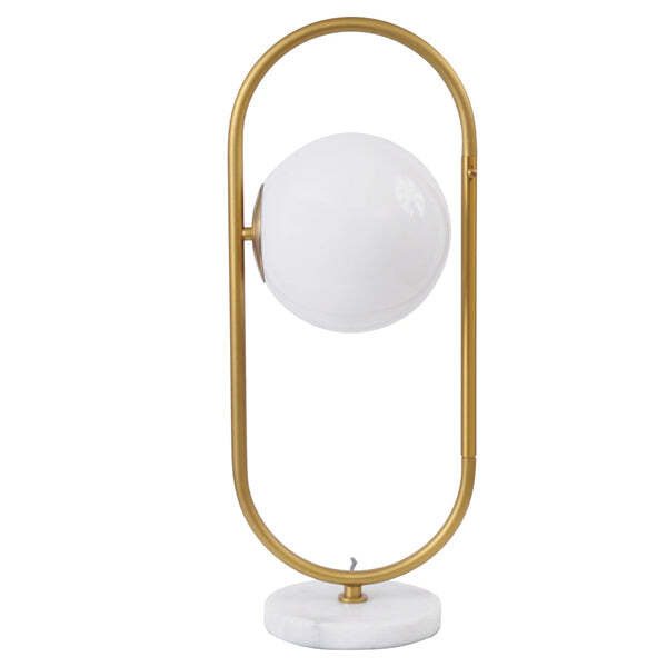 Libra Interiors Orbital Milk Glass Table Lamp Brass and Marble by ...