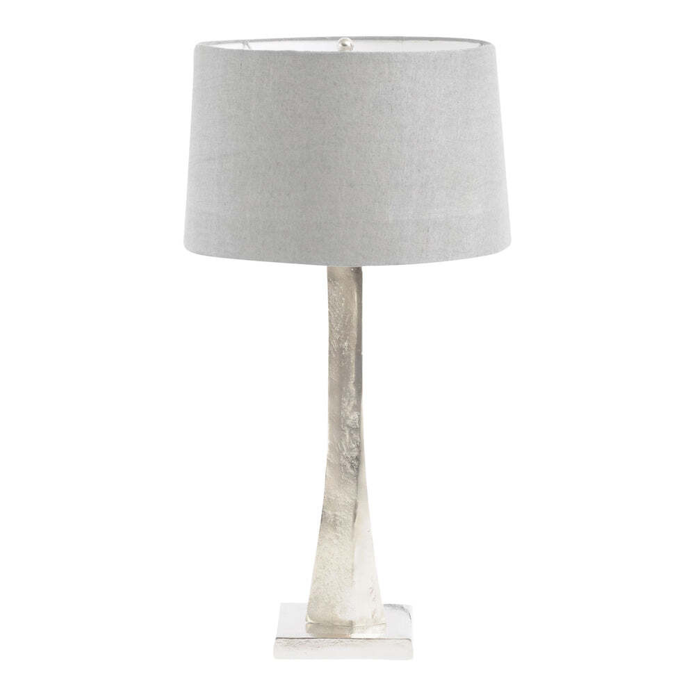 Libra Interiors Iconic Trinity Silver Aluminium Table Lamp With Grey ...