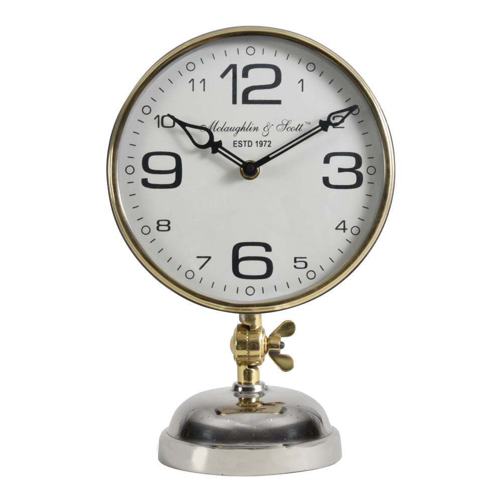 Libra Interiors Stollard Silver Nickel Mantel Clock With Gold Angle ...