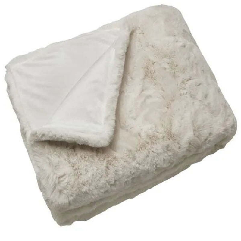 Malini Luxury Faux Fur Throw in White - 150 x 180cm by Olivia's ...