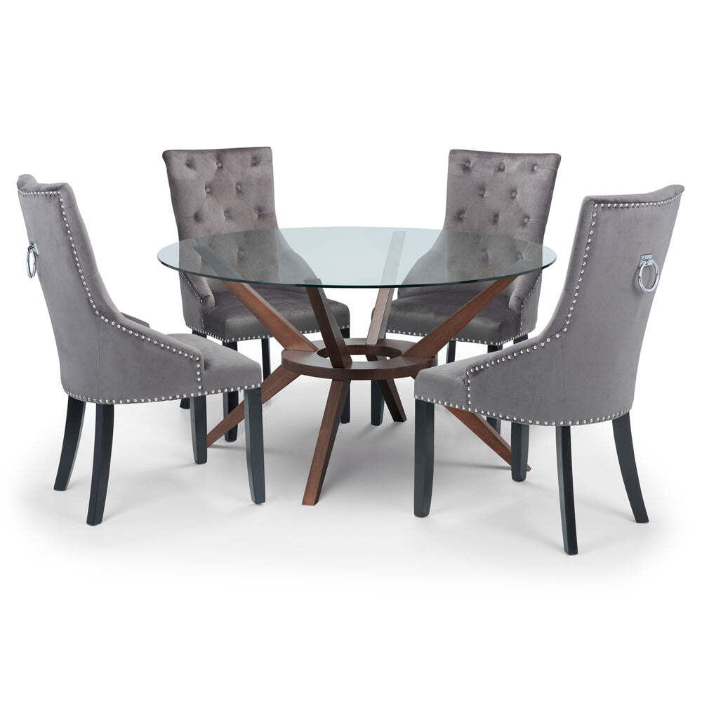 Olivia's Chester Large Round Glass Dining Table in Walnut by Olivia's ...