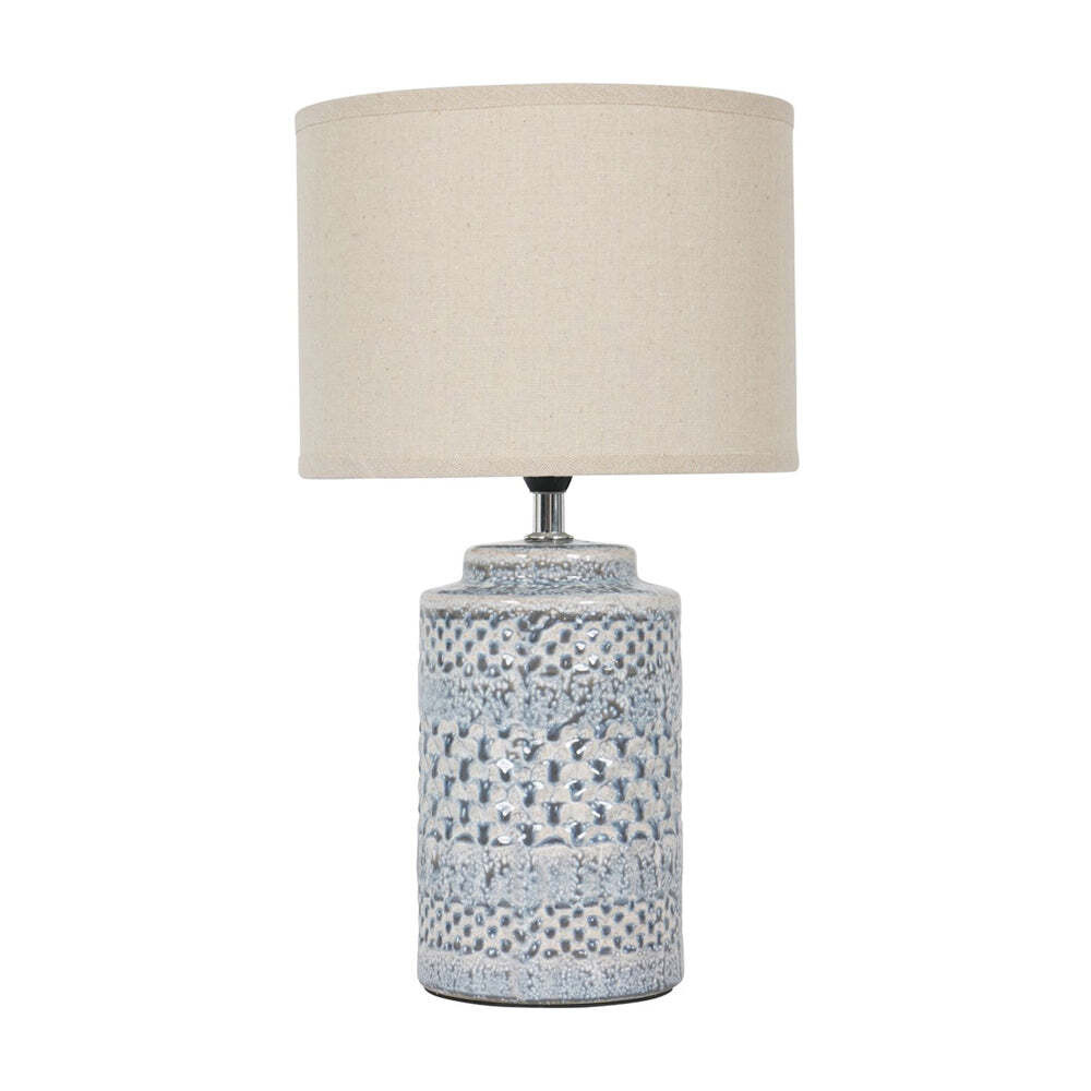 Libra Interiors Stormy Sky Glaze Table Lamp with Cream Drum Shade / Large by Olivia's | ufurnish.com