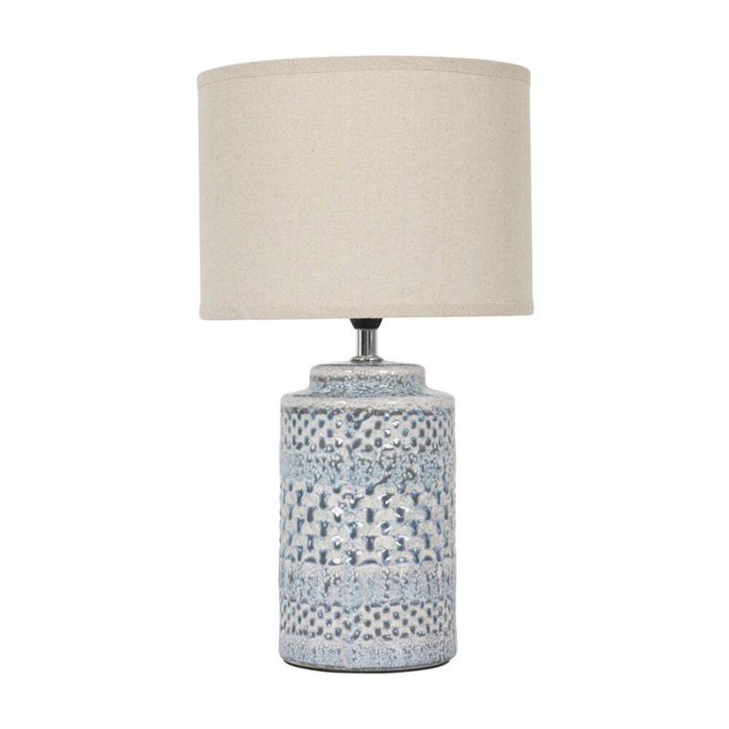 Libra Interiors Stormy Sky Glaze Table Lamp with Cream Drum Shade / Large by Olivia's | ufurnish.com