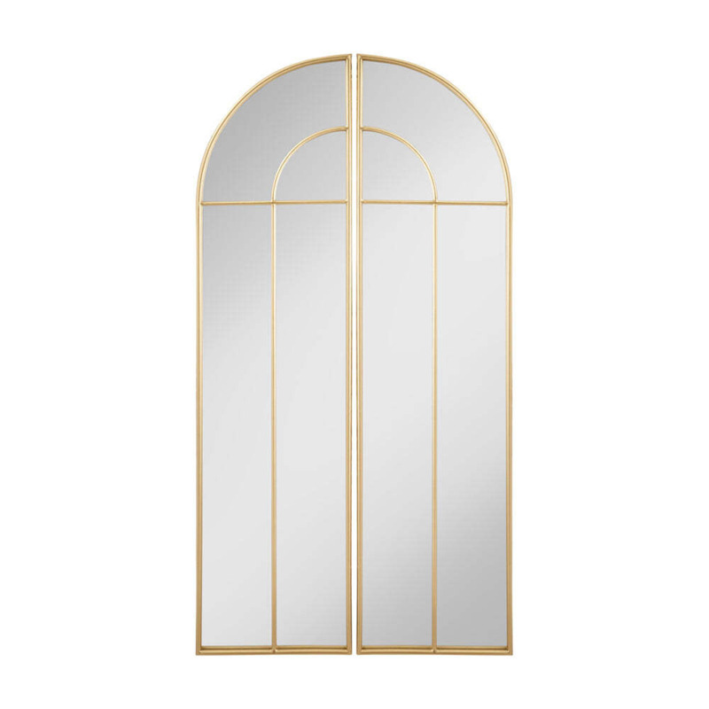 Olivia's Celine 2 Half Arch Section Wall Mirror in Gold Metal by Olivia ...