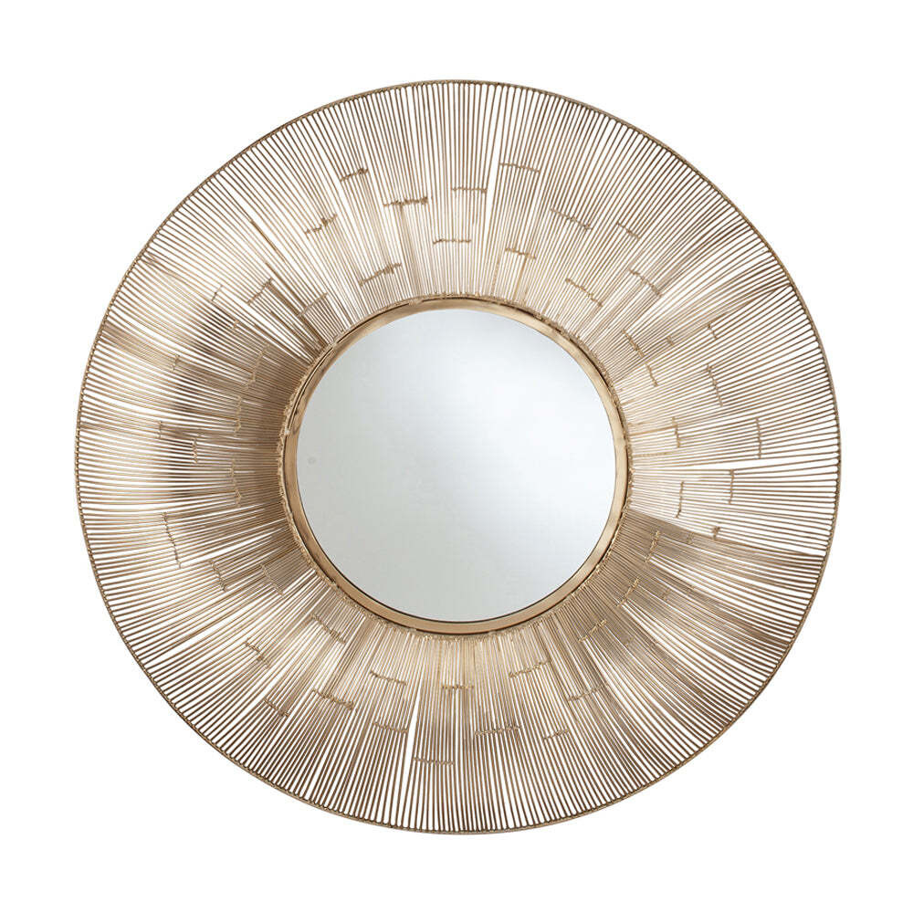 Olivia's Cher Antiuqe Metal Wire Round Wall Mirror in Gold by Olivia's ...
