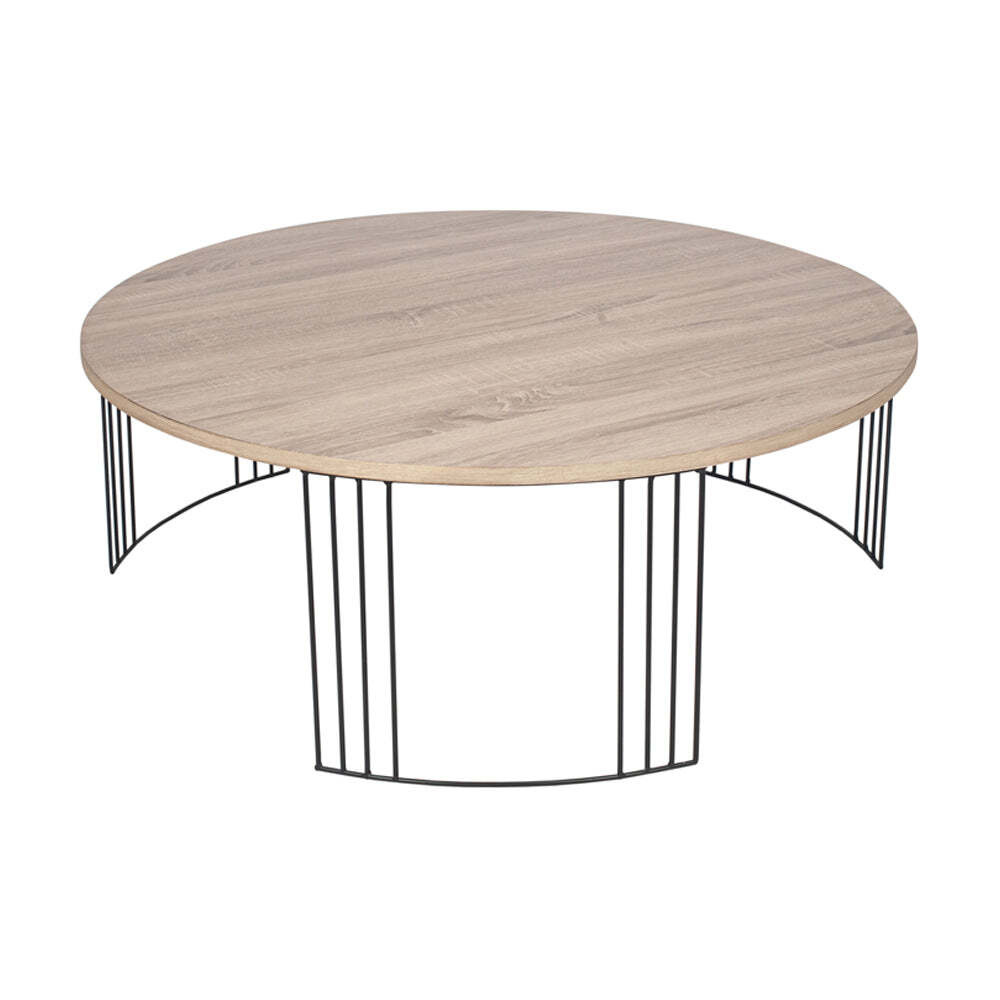 Olivia's Archie Drak Wood and Black Metal Round Coffee Table by Olivia ...