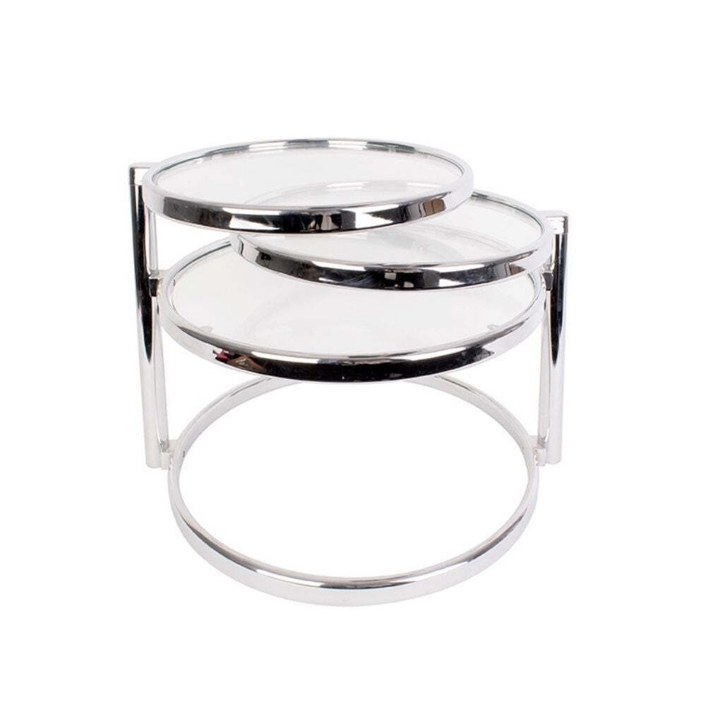 Present Time Double Swivel Side Table in Glass with Steel Chrome by ...