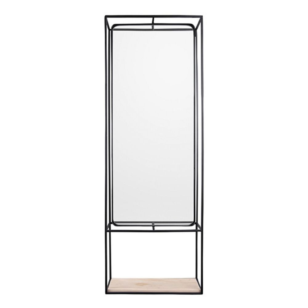 Present Time Glance Metal Wall Rack with Shelf And Mirror in Black by ...
