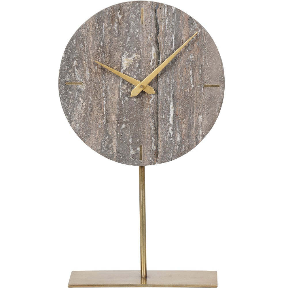 Libra Interiors Dark Travertine Mantle Clock on Gold Stand by Olivia's ...