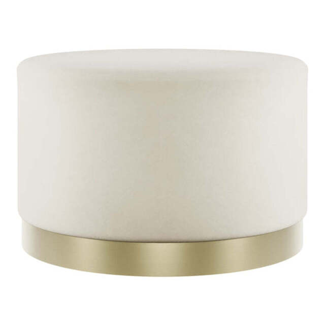 Kara Large Pouffe - Cream Velvet & Brushed Gold by Olivia's | ufurnish.com