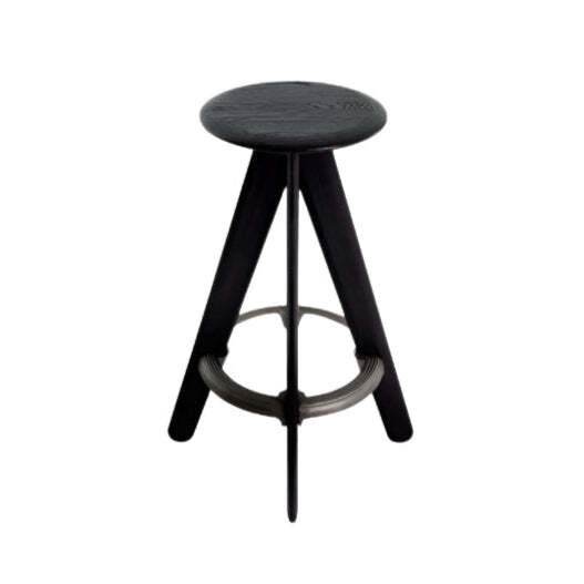 Slab Bar Stool - Black / Black by Olivia's | ufurnish.com