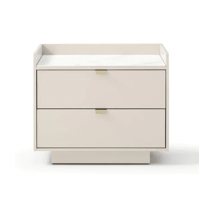 Saviour Bedside Table - White Marble & Beige by Olivia's | ufurnish.com