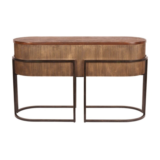 Hunter Corrugated Console Table - Antique Gold by Olivia's | ufurnish.com