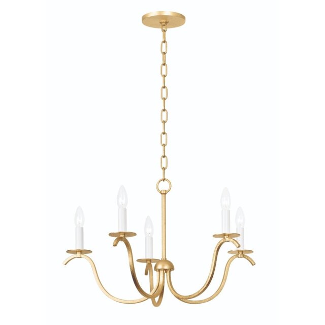 Jaclin 5 Light Chandelier - Gold Leaf by Olivia's | ufurnish.com