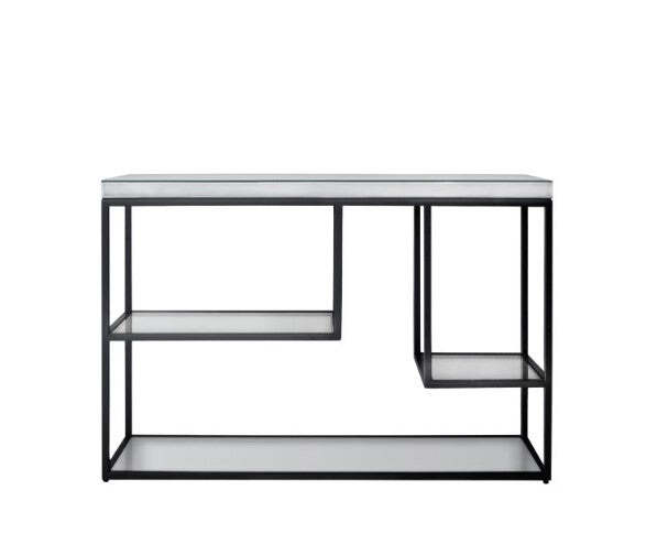 Pippard Mirrored Top Console Table - Black by Olivia's | uFurnish.com