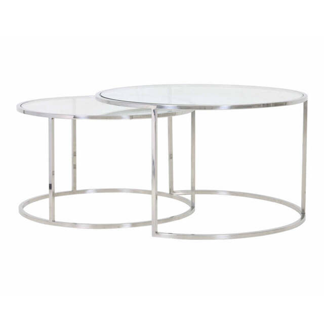Light & Living Set of 2 Duarte Coffee Table Nickel And Glass by Olivia ...