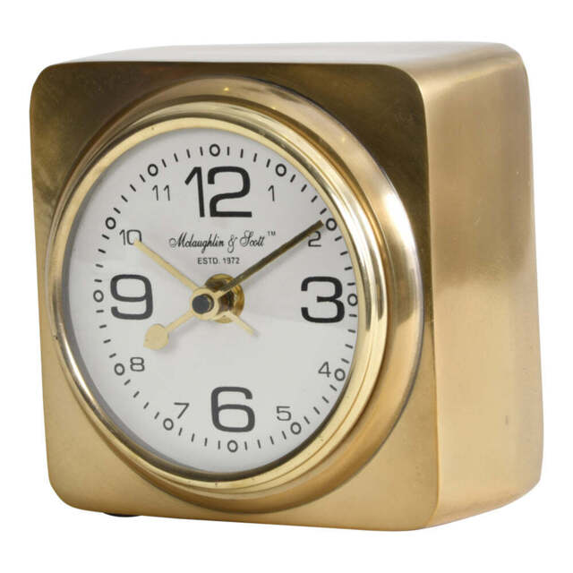 Libra Interiors Thompson Solid Aluminium Gold Square Carriage Mantel ...