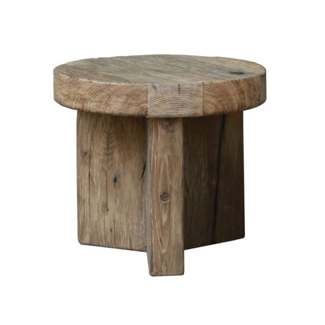 Reclaimed Oak Round Side Table by Olivia's | uFurnish.com