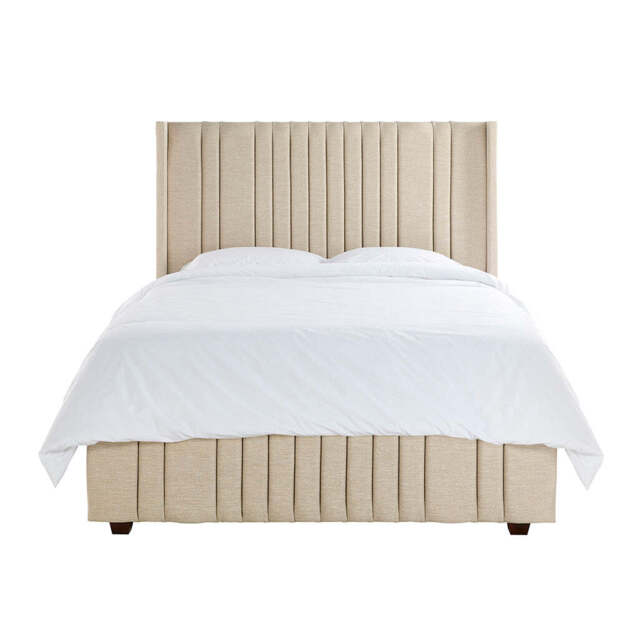 Juliet Luxury Panelled Upholstered Bed - Stone / Double by Olivia's ...