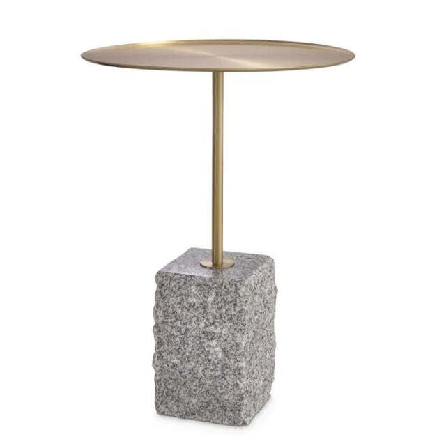 Cole Side Table - Brushed Brass Finish Granite by Olivia's | ufurnish.com