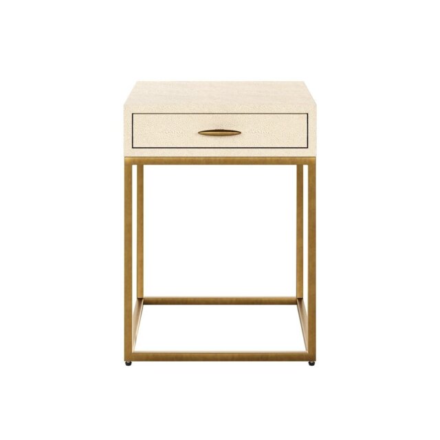 Hampton Square Bedside Table - Ivory Shagreen by Olivia's | ufurnish.com