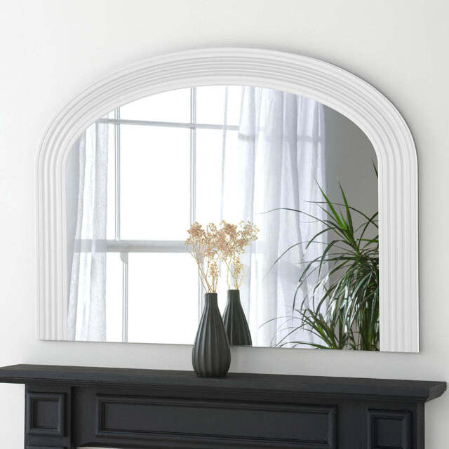 Atlas Mantle Wall Mirror - White by Olivia's | ufurnish.com