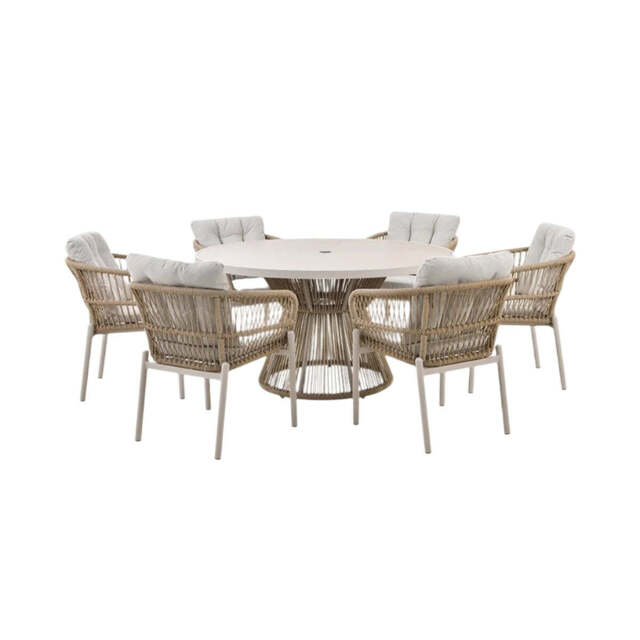 Maria Outdoor 6 Seater Dining Set - Light Acacia Wood by Olivia's ...