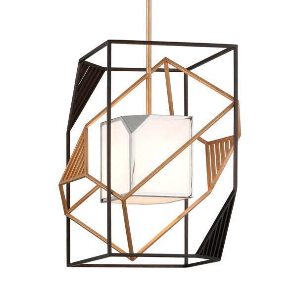 Cubist 1 Light Pendant Light - Bronze Gold Leaf by Olivia's | ufurnish.com