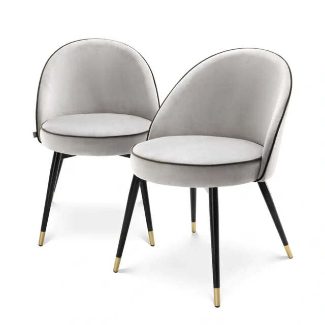 Cooper Set of 2 Dining Chairs - Roche Light Grey Velvet by Olivia's ...