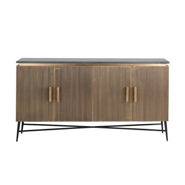 Ironville 4 Door Marble Top Sideboard - Brass by Olivia's | ufurnish.com