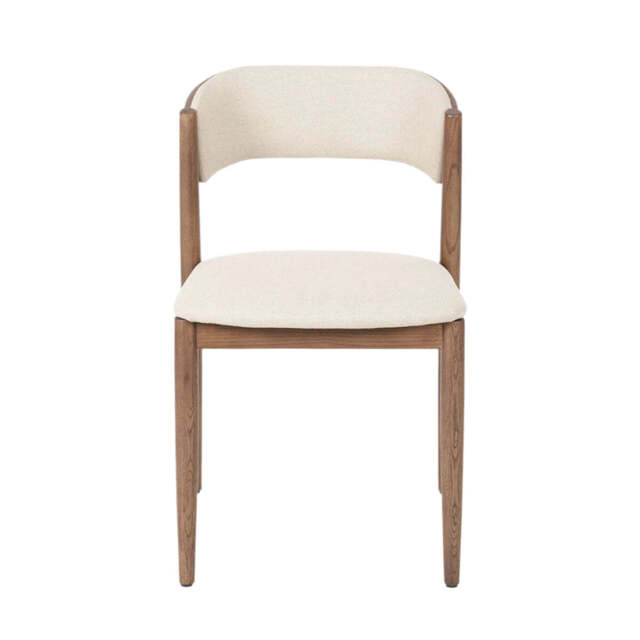 Elina Curved Back Dining Chair - Natural Linen & Dark Ash by Olivia's ...