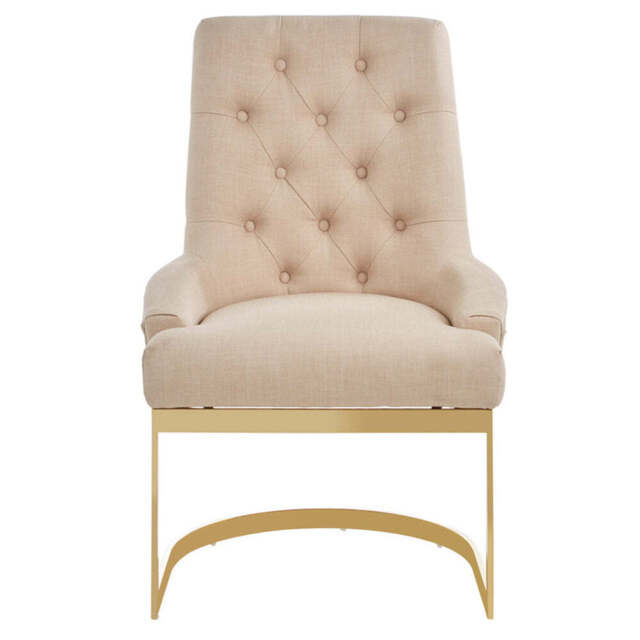 Ava Linen Dining Chair - Natural by Olivia's | ufurnish.com