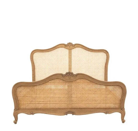 Chic Kingsize Bed - Cane & Weathered Wood Bed by Olivia's | ufurnish.com