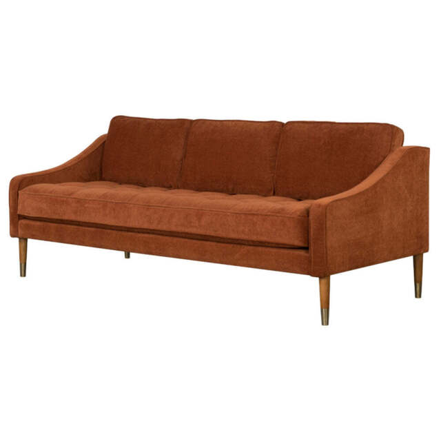 RV Astley Edna 3 Seater Sofa - Terracota Velvet by Olivia's | ufurnish.com