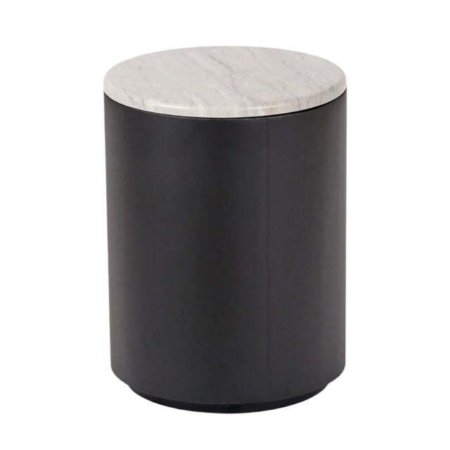 Roly Metal Storage Side Table - White Marble Effect & Black by Olivia's ...