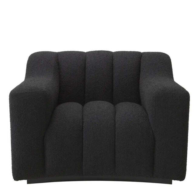 Kelly Chair - Bouclé Black by Olivia's | ufurnish.com