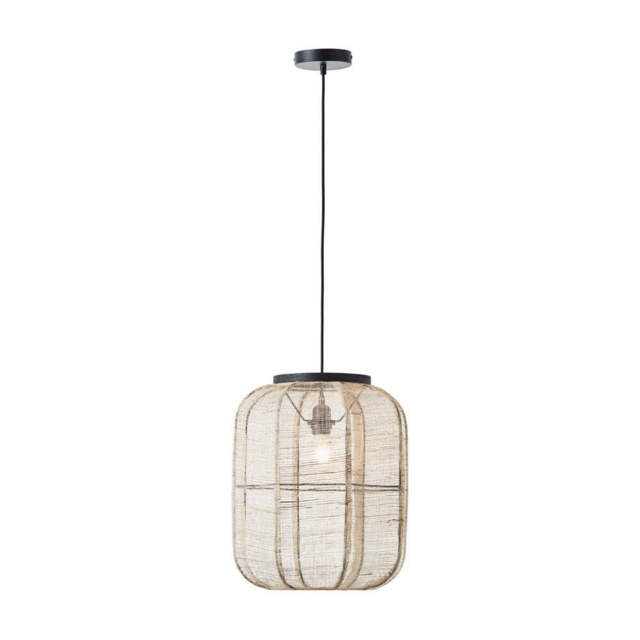 Zane Rounded Rectangle Pendant Light - Natural & Black by Olivia's ...