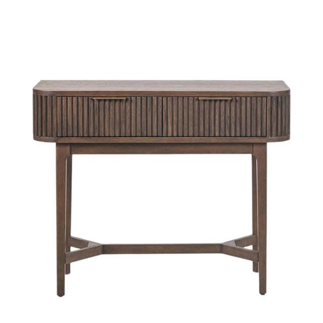 Raye Console Table - Dark Brown Ribbed Oak & Pine Wood by Olivia's ...