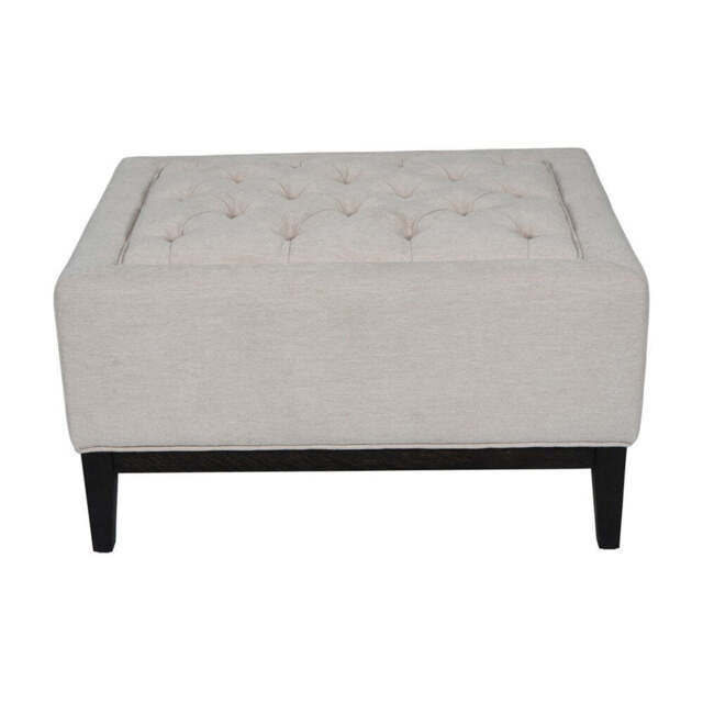 Libra Interiors Theodore Buttoned Stool in Ivory Fabric by Olivia's ...