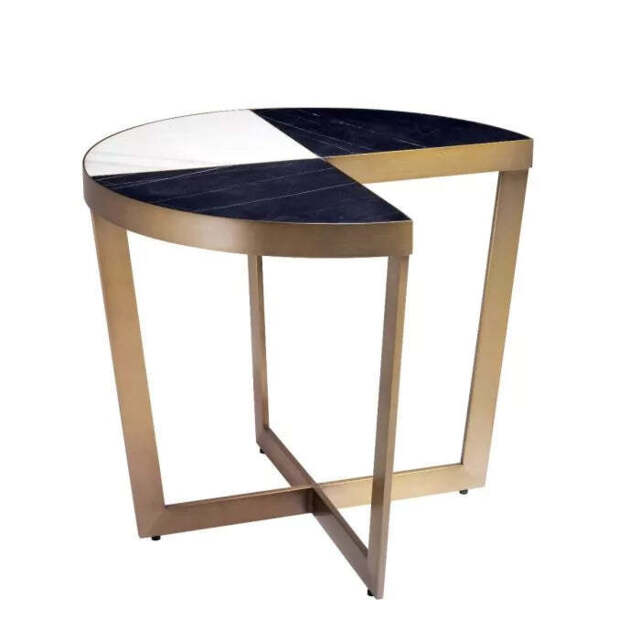 Turino Side Table - Brushed Brass Finish & Black Marble by Olivia's ...