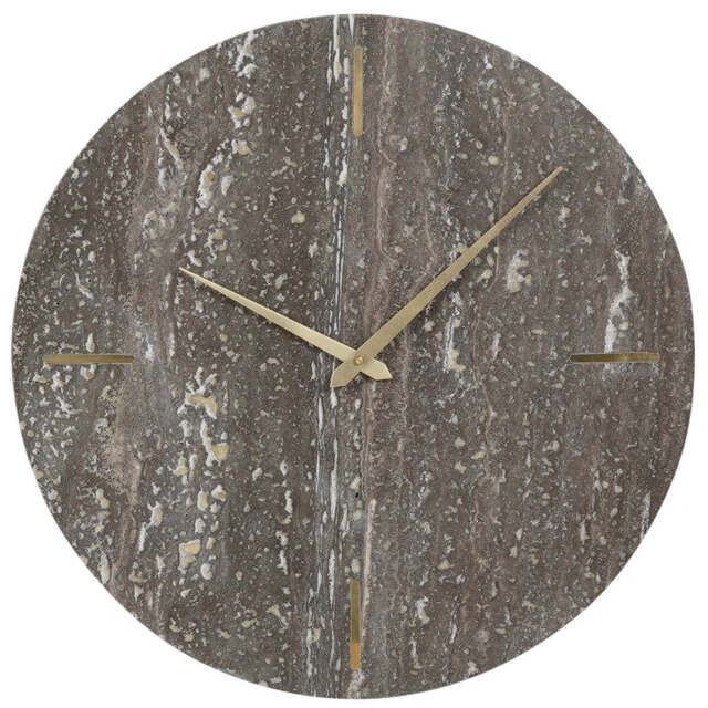 Libra Interiors Dark Travertine Marble Wall Clock by Olivia's ...