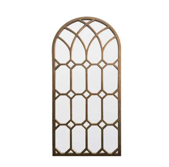 Khadra Arched Window Pane Mirror - Gold by Olivia's | ufurnish.com