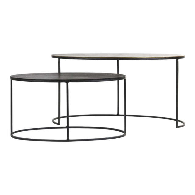 Light & Living Set of 2 Paxson Side Table Ant Bronze And Dark Bronze by ...